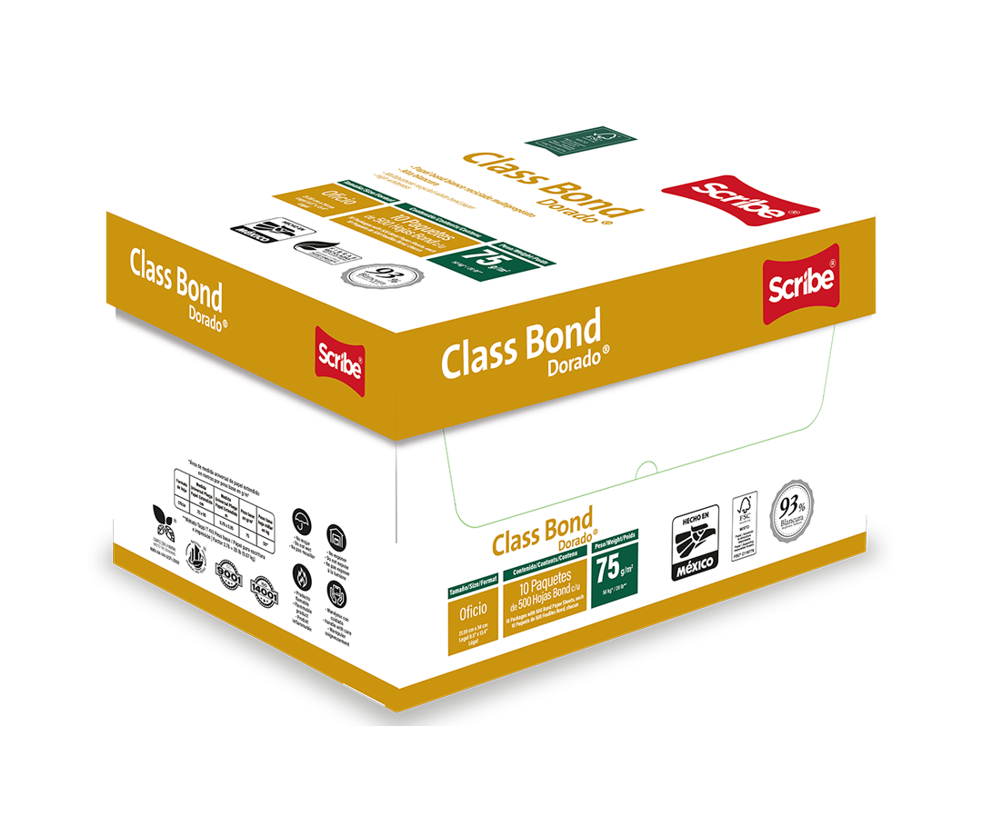 Papel bond Class Bond Dorado® tamaño oficio color blanco 500 hojas - Scribe