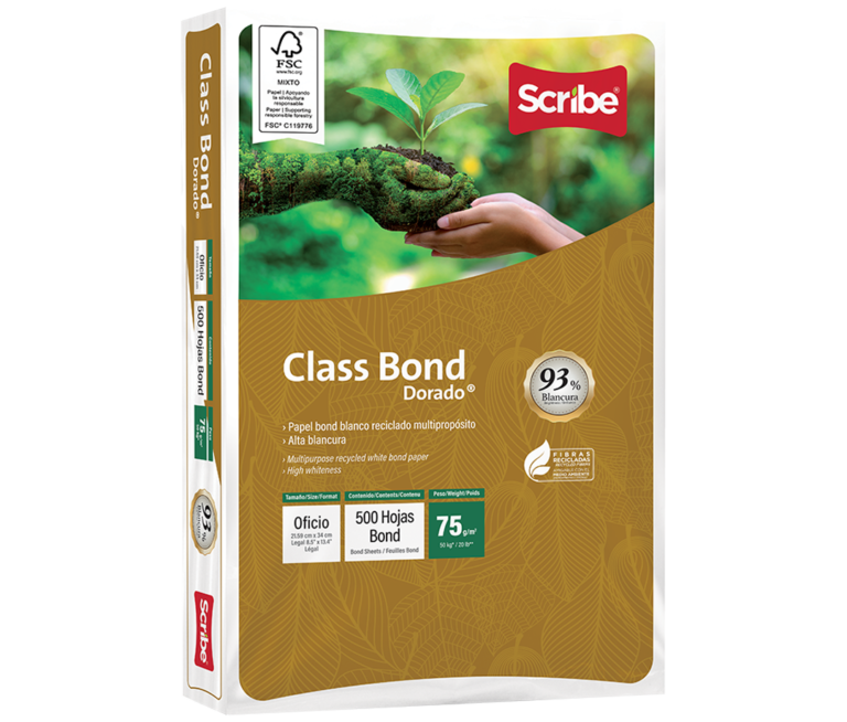 Papel bond Class Bond Dorado® tamaño oficio color blanco 500 hojas - Scribe