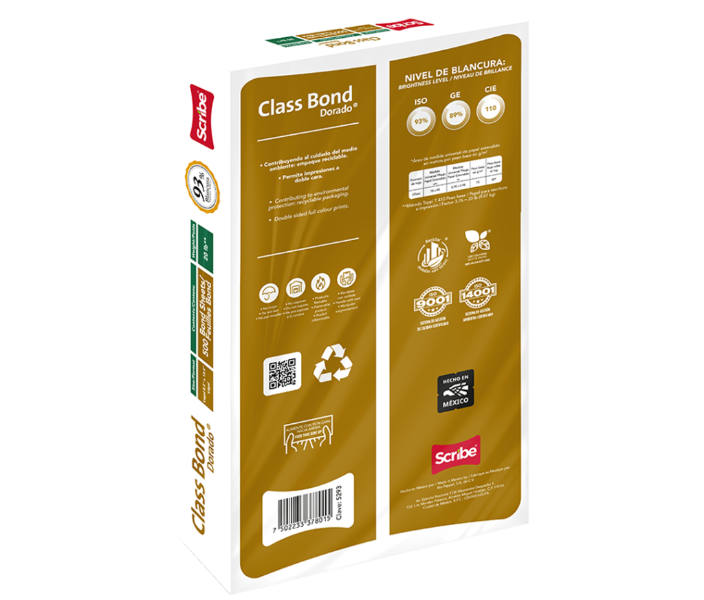 Papel bond Class Bond Dorado® tamaño oficio color blanco 500 hojas - Scribe
