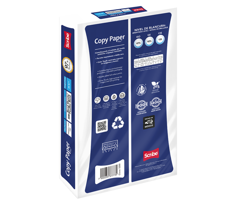 Papel bond Copy Paper Plus® tamaño carta color blanco 500 hojas - Scribe