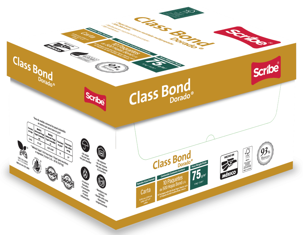 Papel bond Class Bond Dorado® tamaño carta color blanco 500 hojas - Scribe