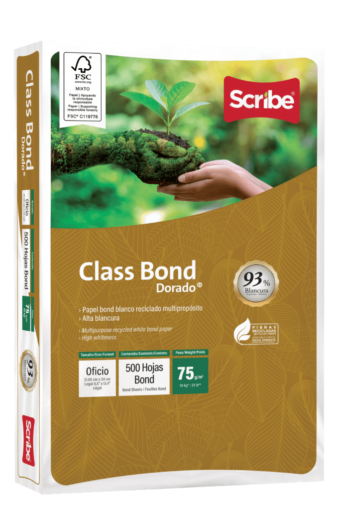 Papel bond Class Bond Dorado® tamaño oficio color blanco 500 hojas - Scribe