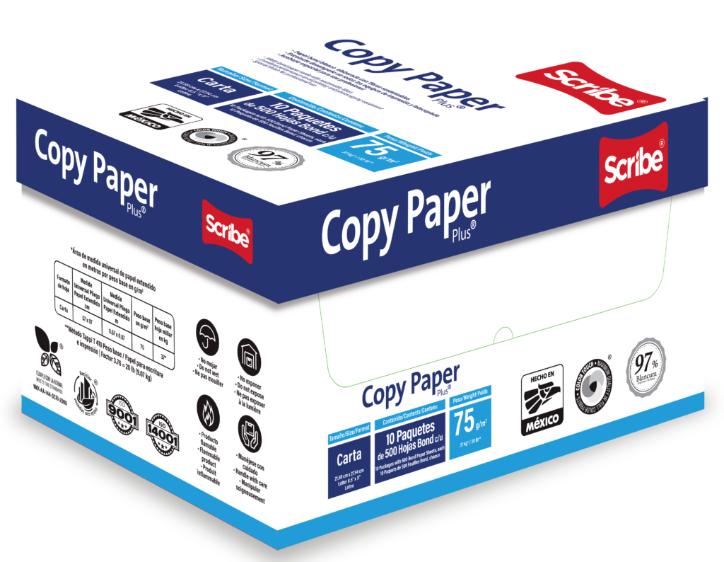 Papel bond Copy Paper Plus® tamaño carta color blanco 500 hojas - Scribe