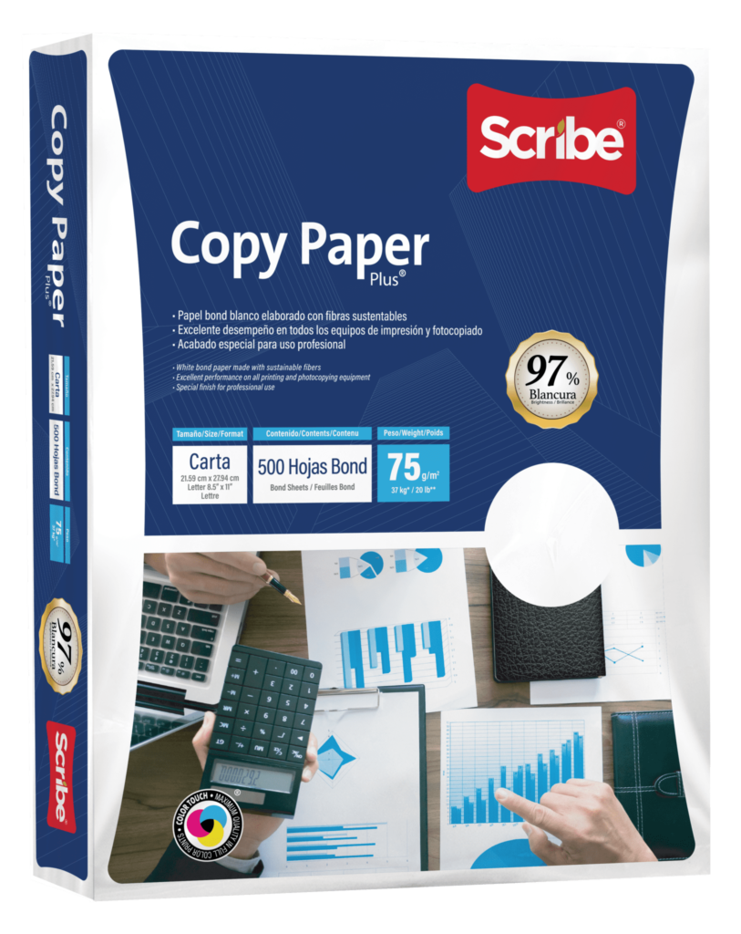Papel bond Copy Paper Plus® tamaño carta color blanco 500 hojas - Scribe