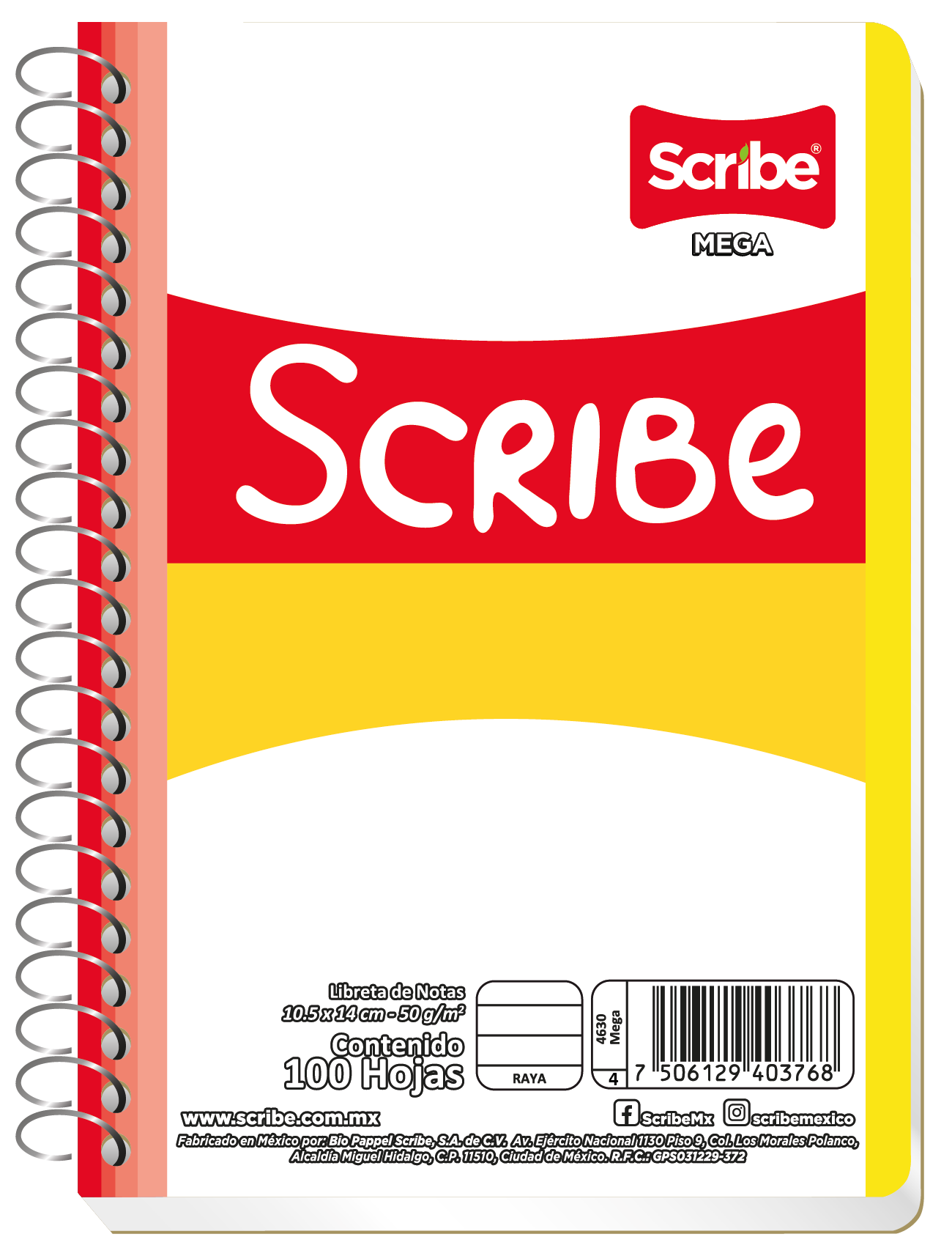 Cuaderno de raya Mega libreta de notas espiral sencillo 40 hojas | Scribe