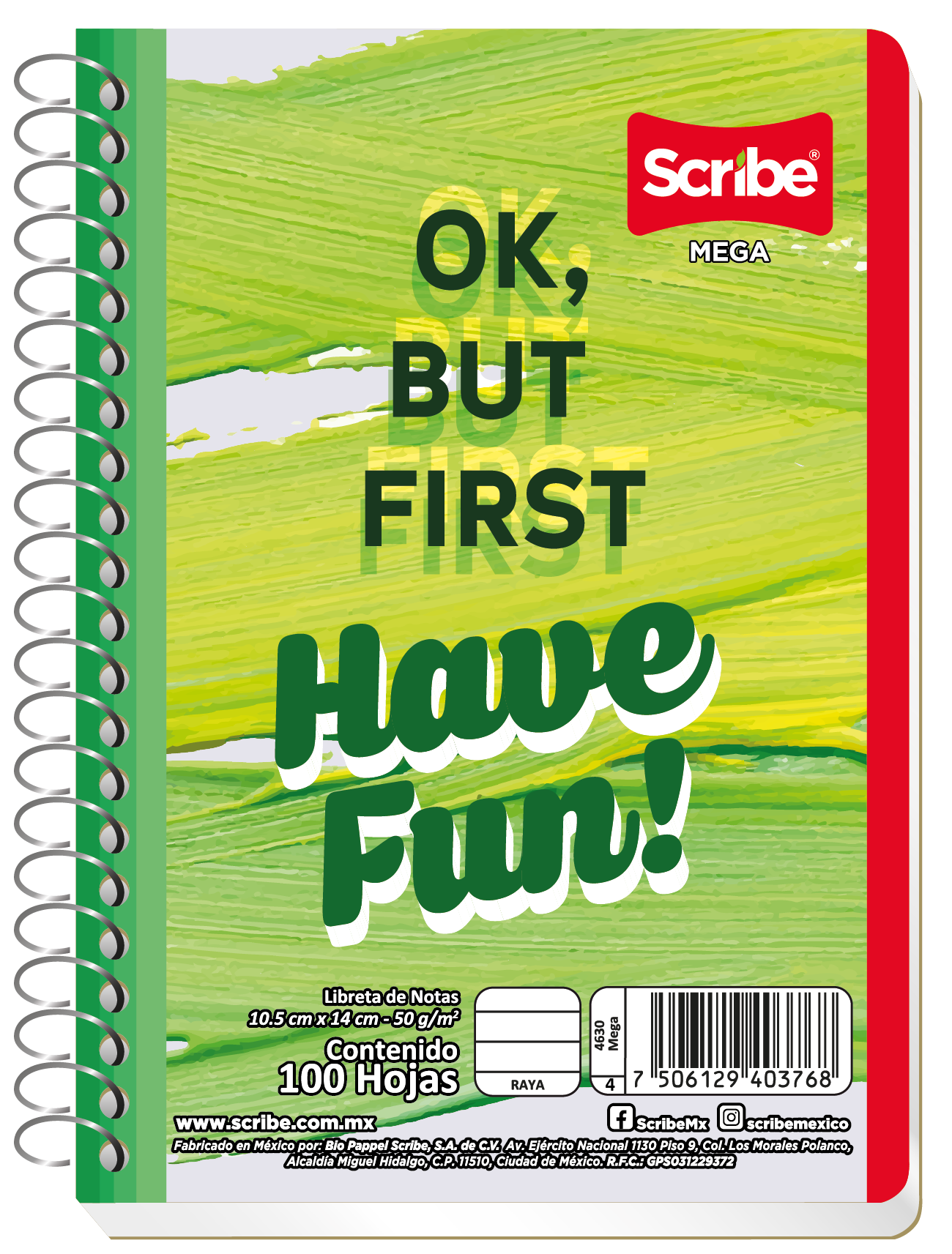 Cuaderno de raya Mega libreta de notas espiral sencillo 100 hojas | Scribe