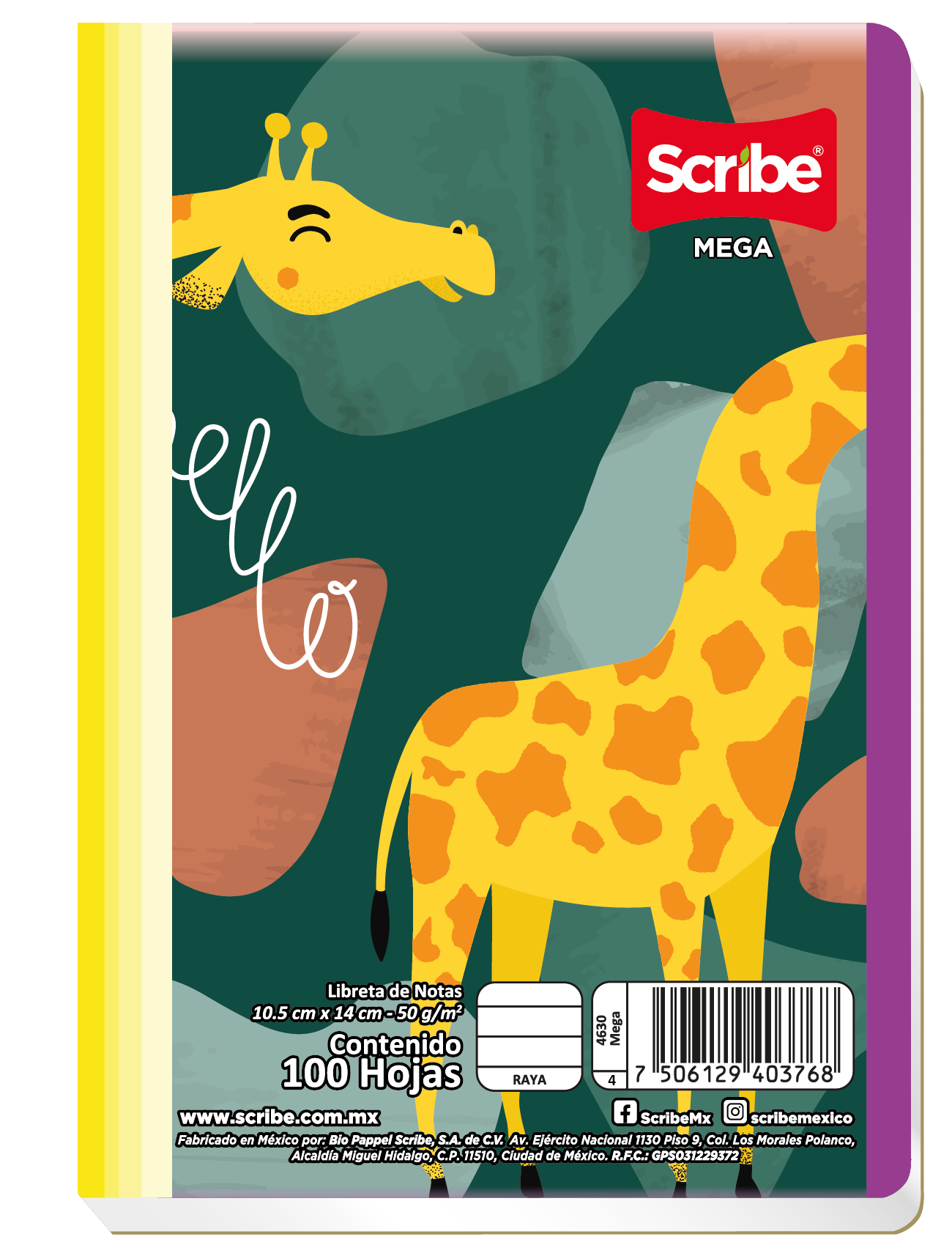 Cuaderno de raya Mega libreta de notas pegado 100 hojas | Scribe