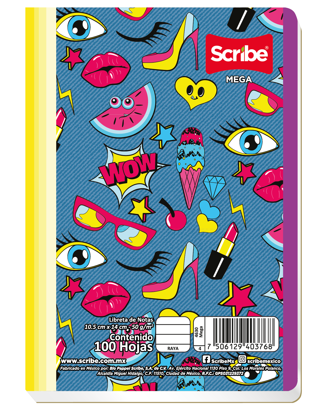 Cuaderno de raya Mega libreta de notas pegado 100 hojas | Scribe