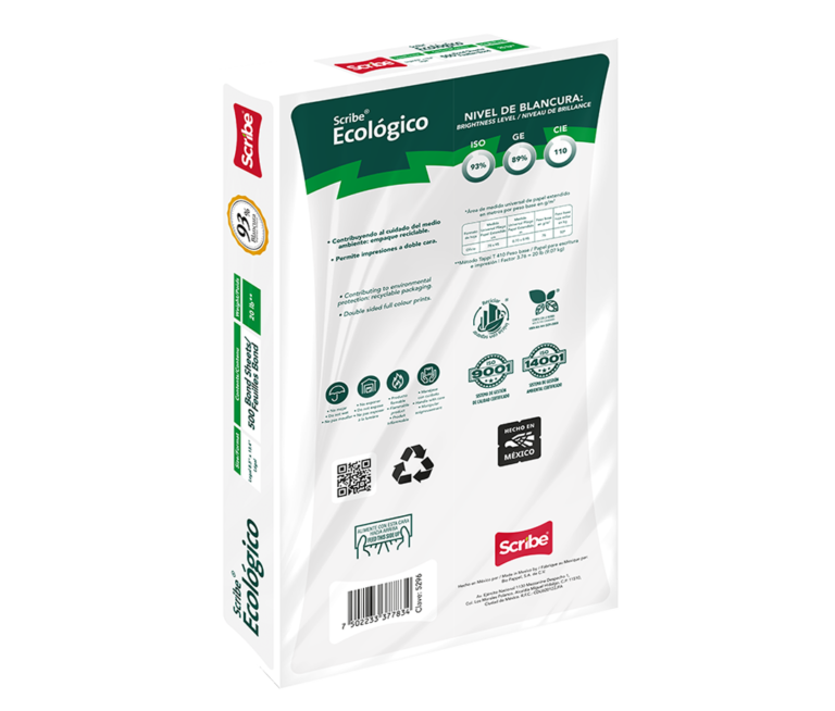 Papel bond Scribe® Ecológico tamaño oficio color blanco 500 hojas - Scribe