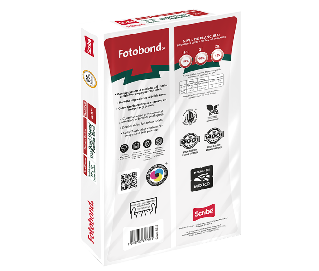 Papel bond Fotobond® doble carta color blanco 500 hojas - Scribe
