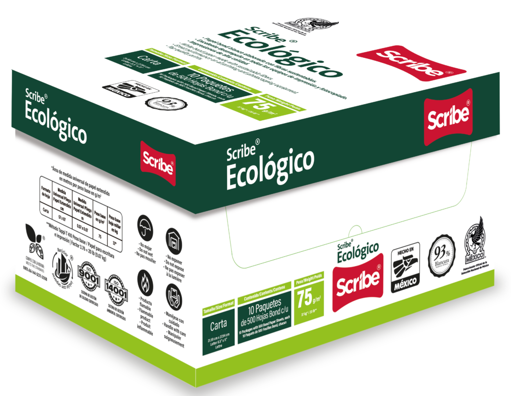 Papel bond Scribe® Ecológico tamaño carta color blanco 500 hojas - Scribe