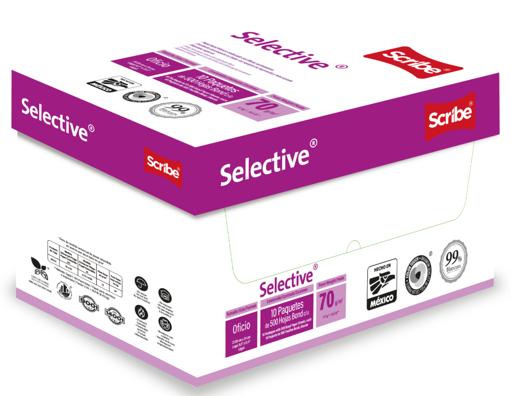 Papel bond Selective® tamaño oficio color blanco 500 hojas - Scribe
