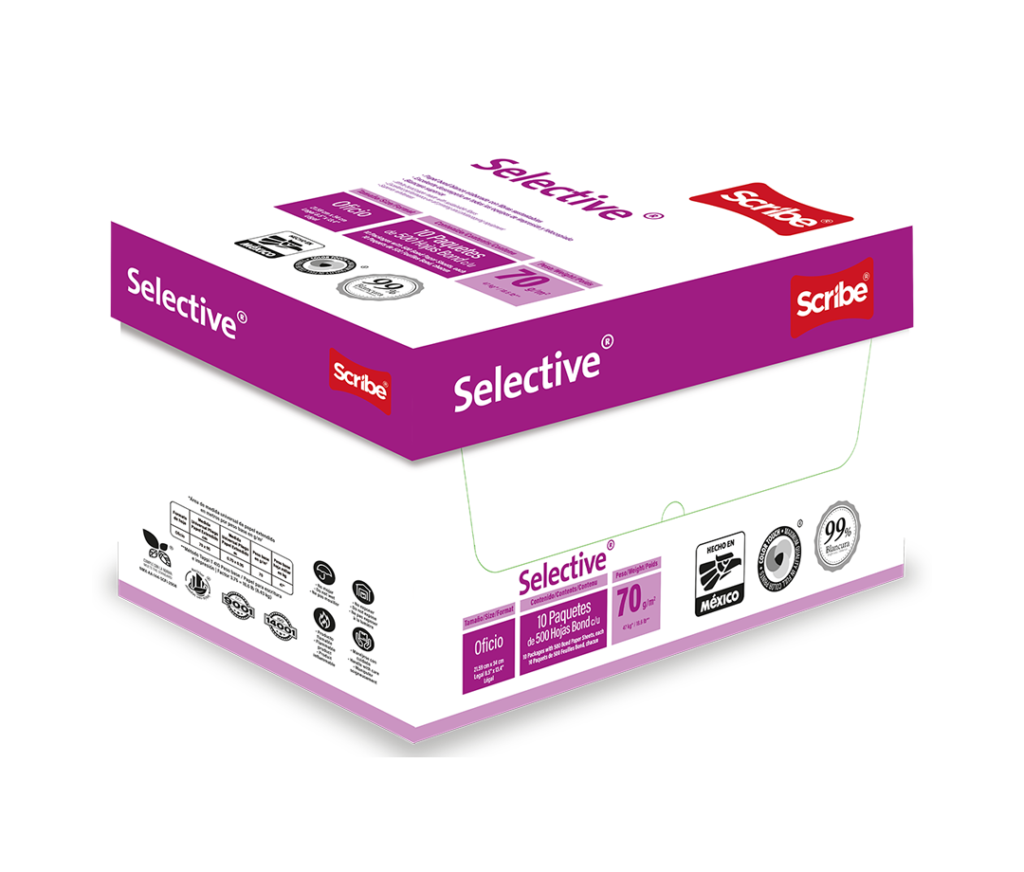 Papel bond Selective® tamaño oficio color blanco 500 hojas - Scribe