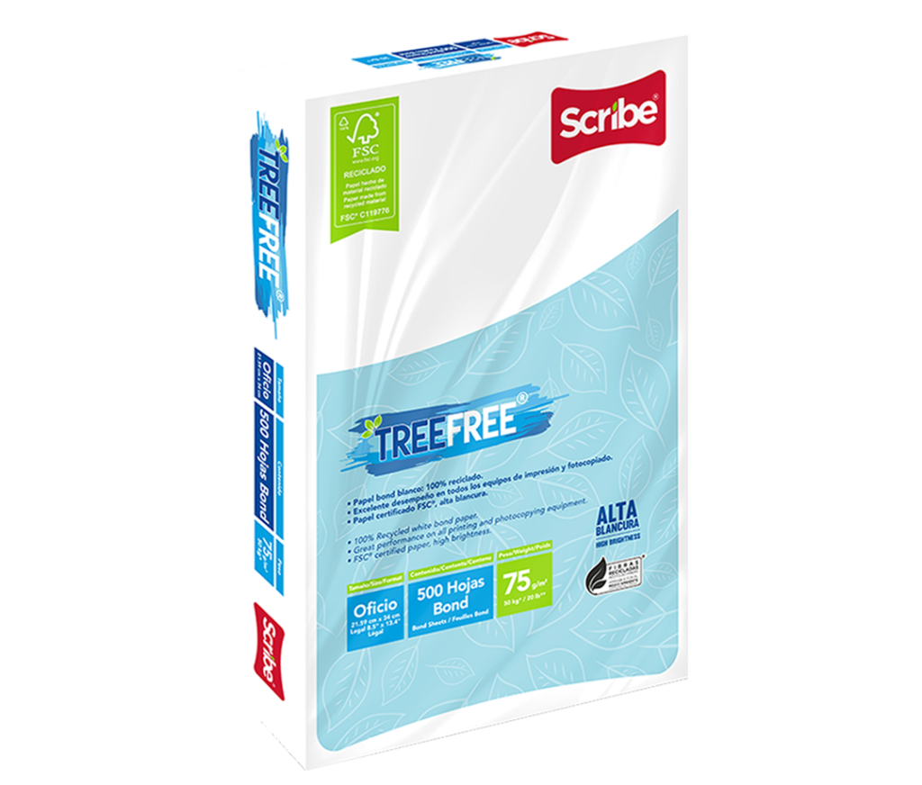 Papel bond Tree Free® tamaño oficio color blanco 500 hojas - Scribe